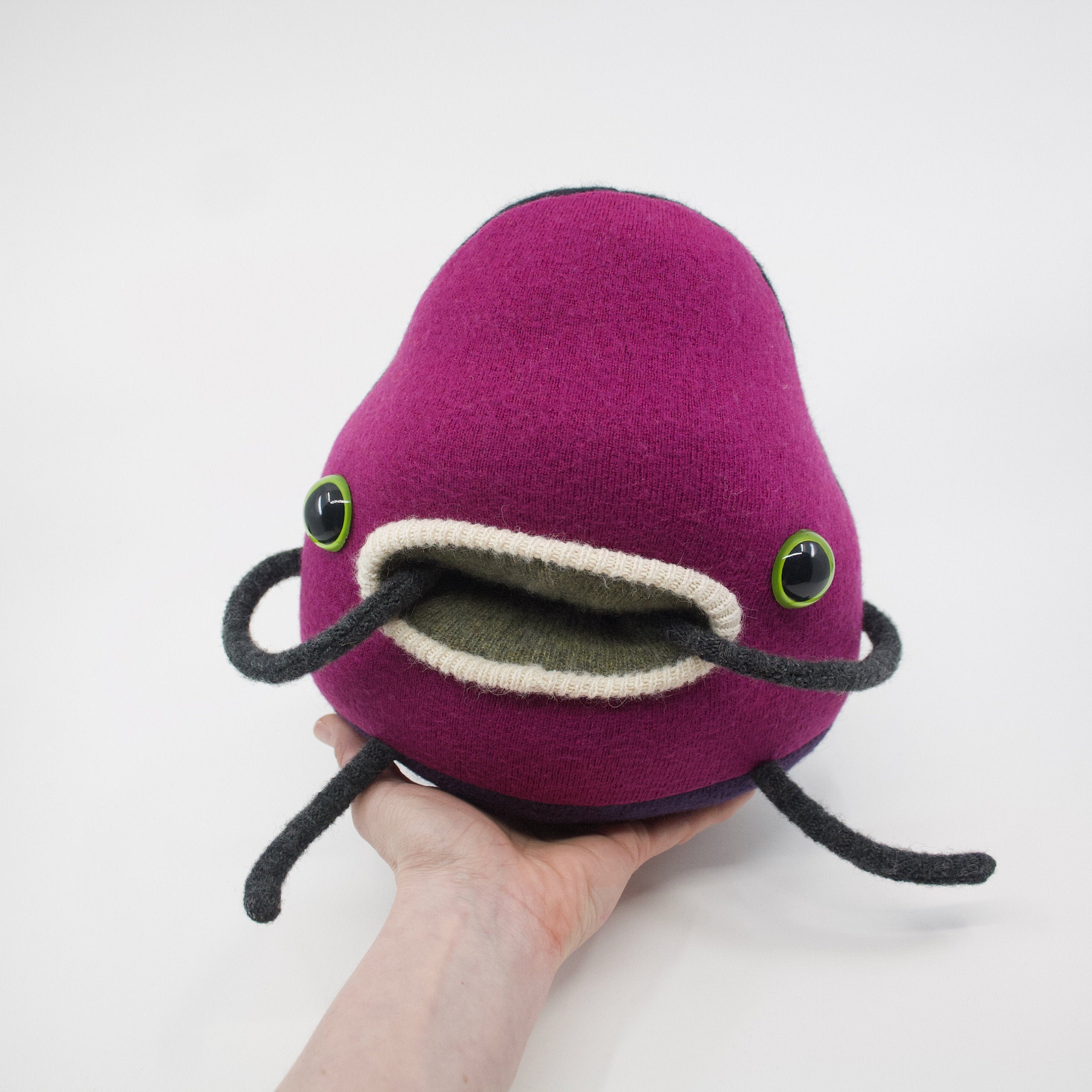 Flump the friendly plush upcycled sweater monster – my friend monster